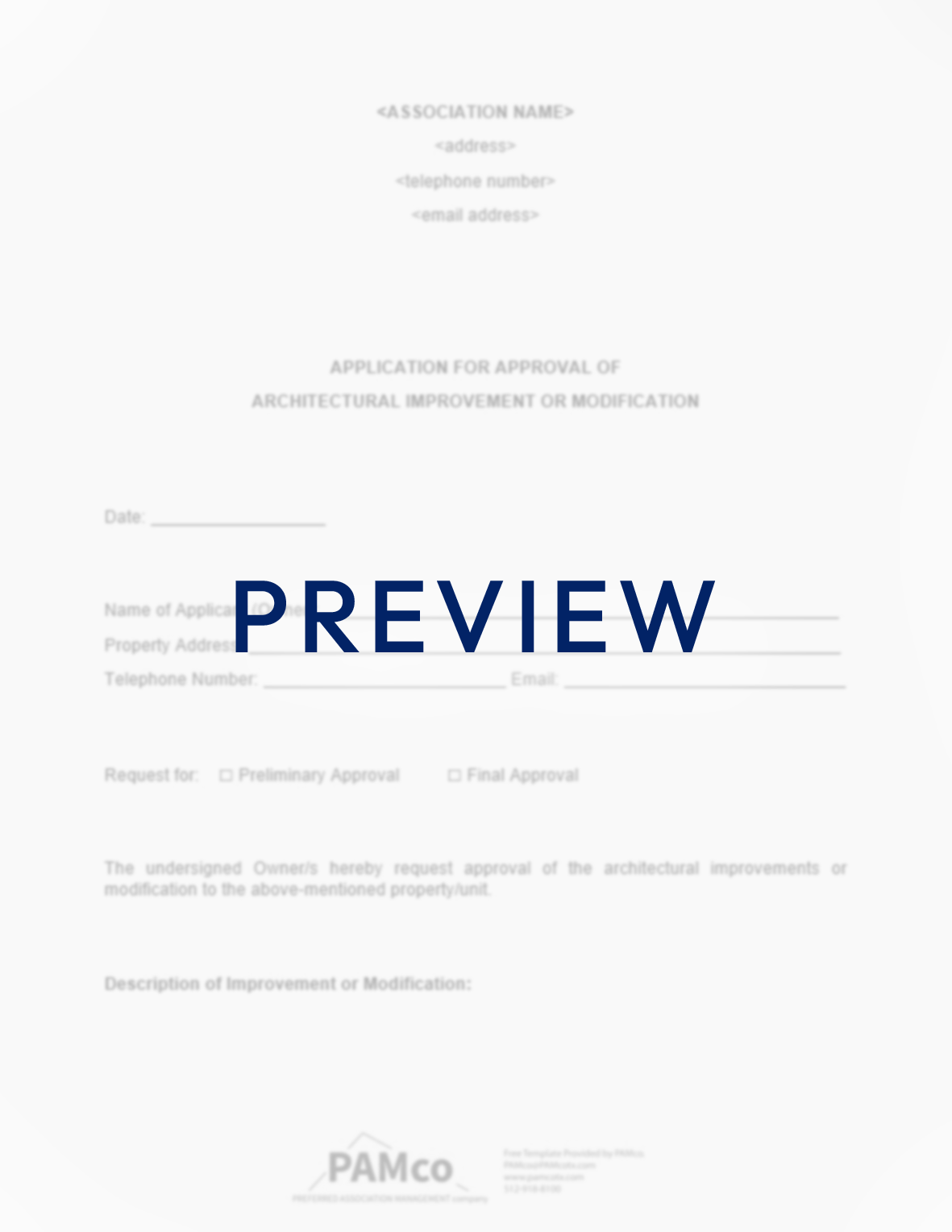 Free HOA Template - Application for Approval of Architectural ...